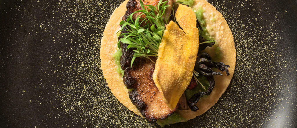 Mole Pork Belly Taco with Plantain Strips – CHEFS ROLL