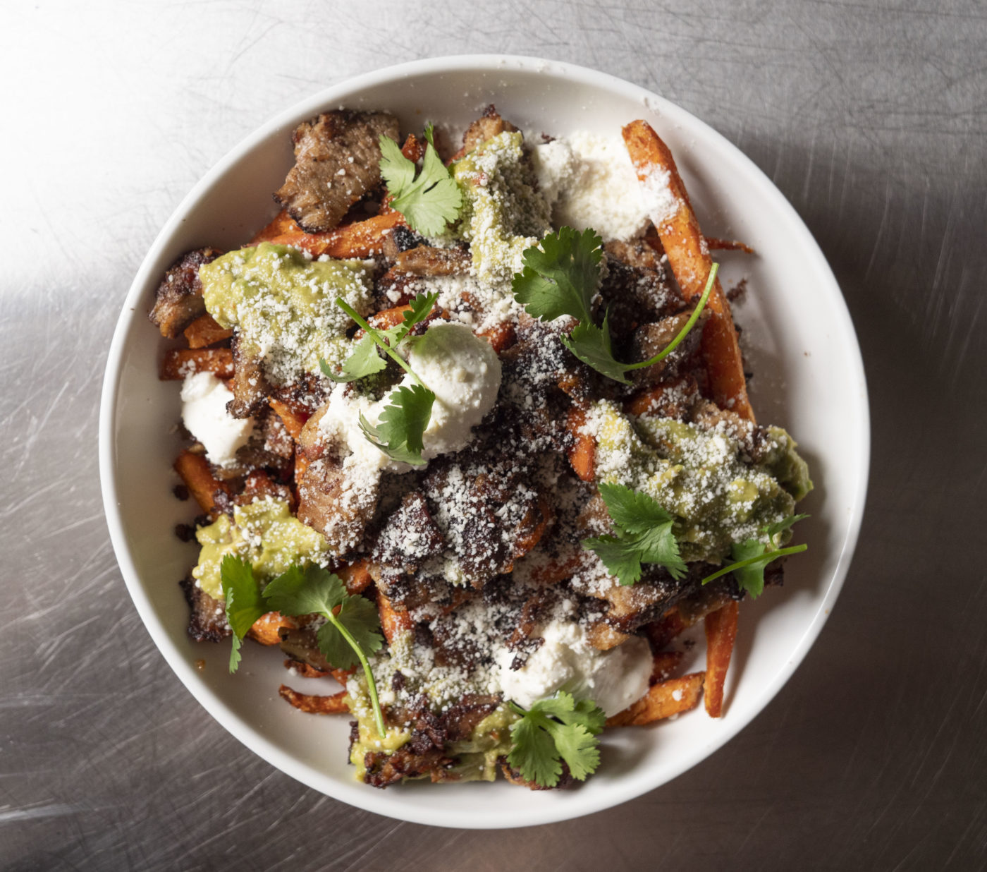 Loaded Sweet Potato Fries with Mojo Pork – CHEFS ROLL